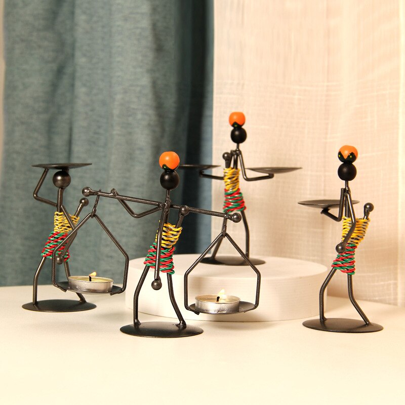 Nordic Metal Candlestick Abstract Character Sculpt... – Grandado