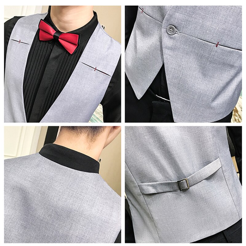 One button suit vest Men slim casual Bartender ves... – Grandado