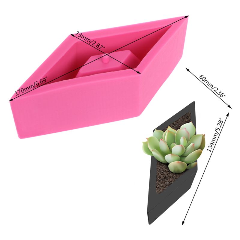 Cement Flowerpot Silicone Mold Rhombus Concrete Mo... – Grandado