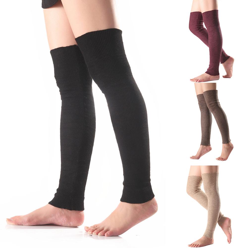 Lady Women Solid Color Knee High Knit Leg Warmers ... – Vicedeal
