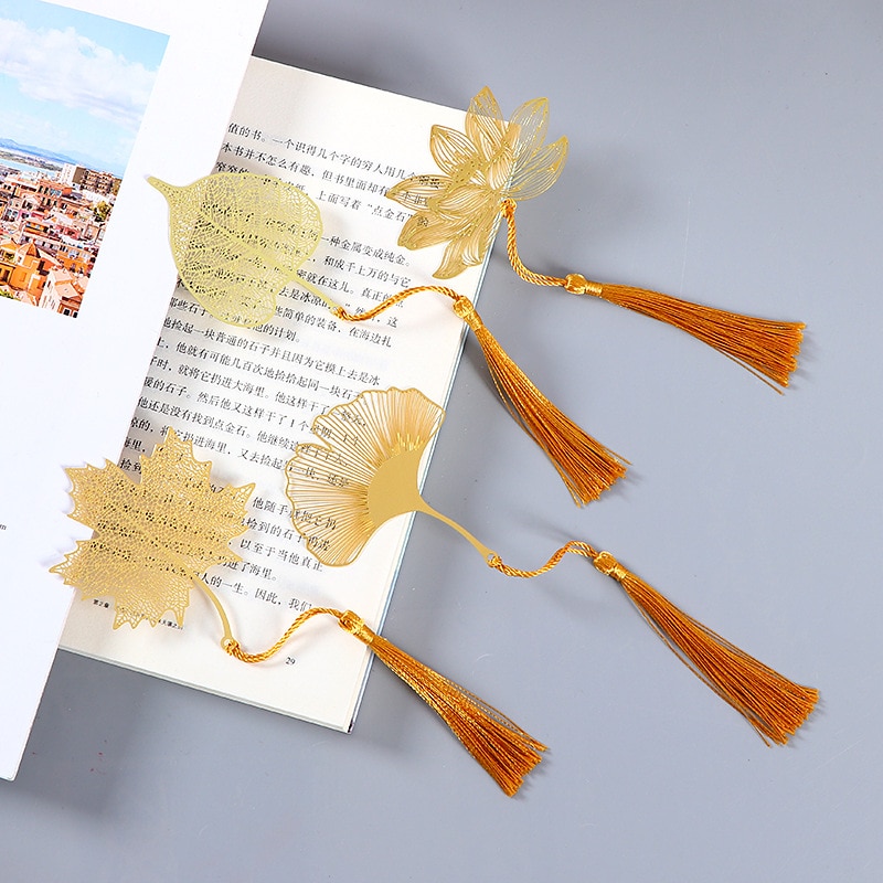 Vintage Chinese Stijl Bookmark Metalen Hollow Mapl... – Grandado