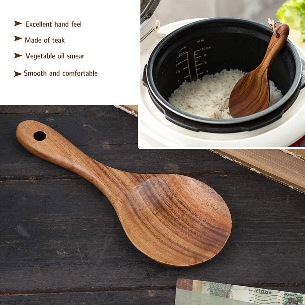 Teak ris skje ris padle scoop tre kjøkken serverin... – Vicedeal