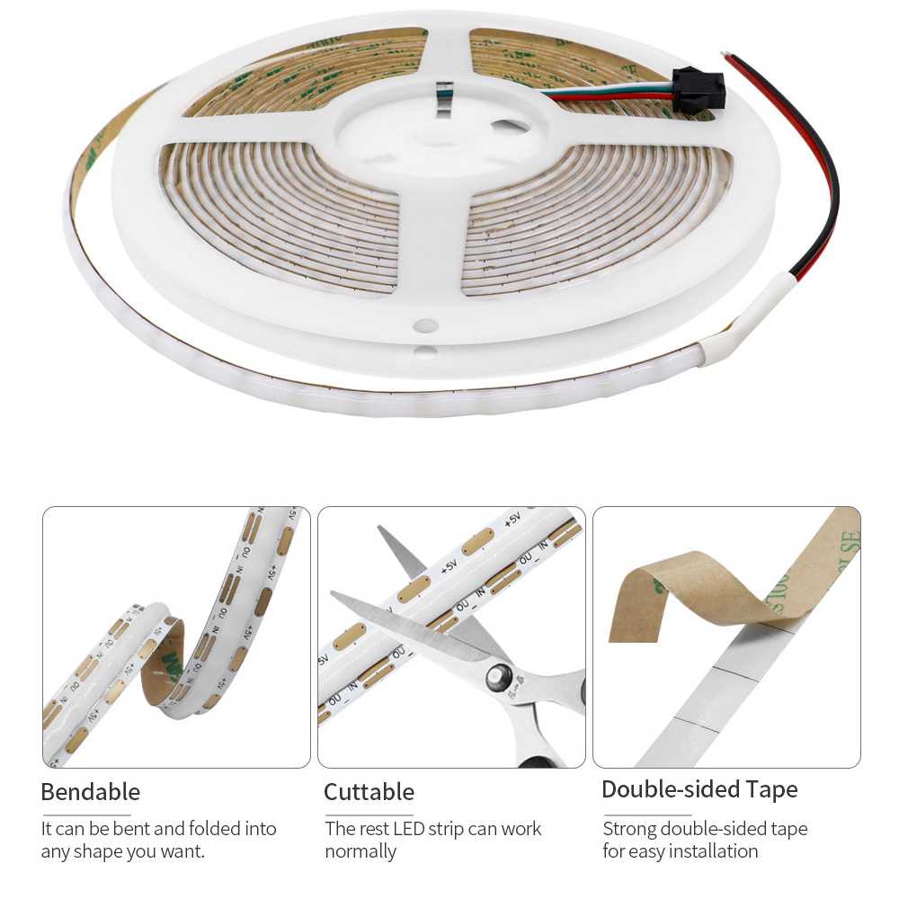 Tira de luces LED COB WS2812B 60/100/160Leds/m WS2... – Grandado