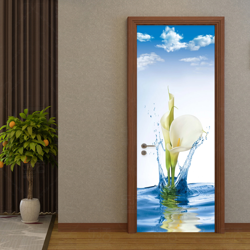 Modern Simple 3D Lily Flowers Wall Door Sticker PV... – Grandado