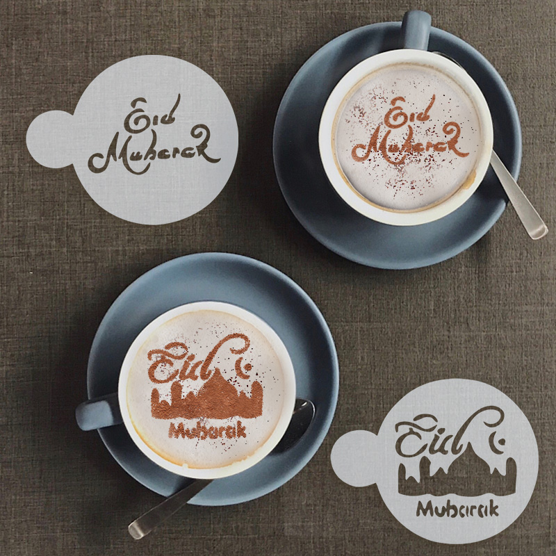 3pcs/set Eid Mubarak White Ramadan Coffee Foam Spr... – Grandado