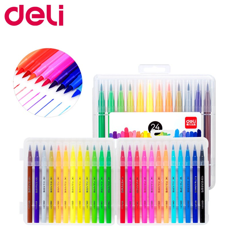 Deli 12/24/36/48 Color Marker Pen Set Soft Head Wa... – Vicedeal