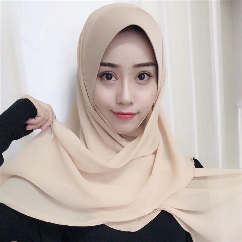 muslim chiffon instand hijab women plain shawls la... – Grandado