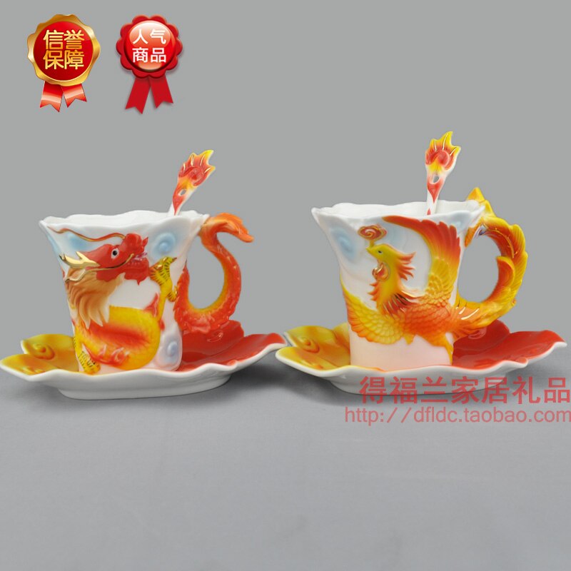 Chinese Style Coffee Cup Dragon and phoenix Cerami... – Vicedeal
