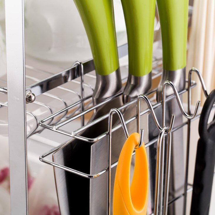 Kitchen Drain Dish Rack Stainless Steel Three-laye... – Grandado