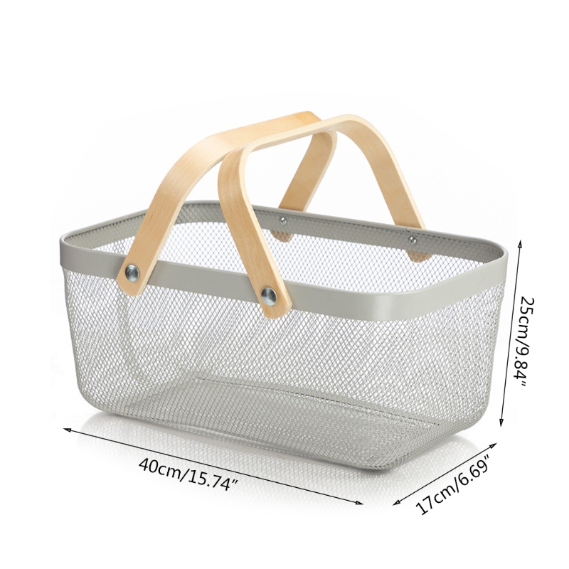 Nordic Style Metal Mesh Fruit Basket Bin with Doub... – Vicedeal