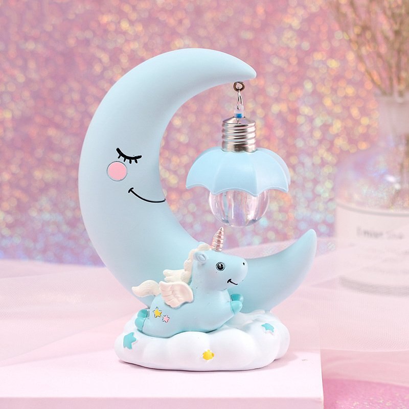 Resin Moon Unicorn LED Night Light Cartoon Baby Nu... – Grandado