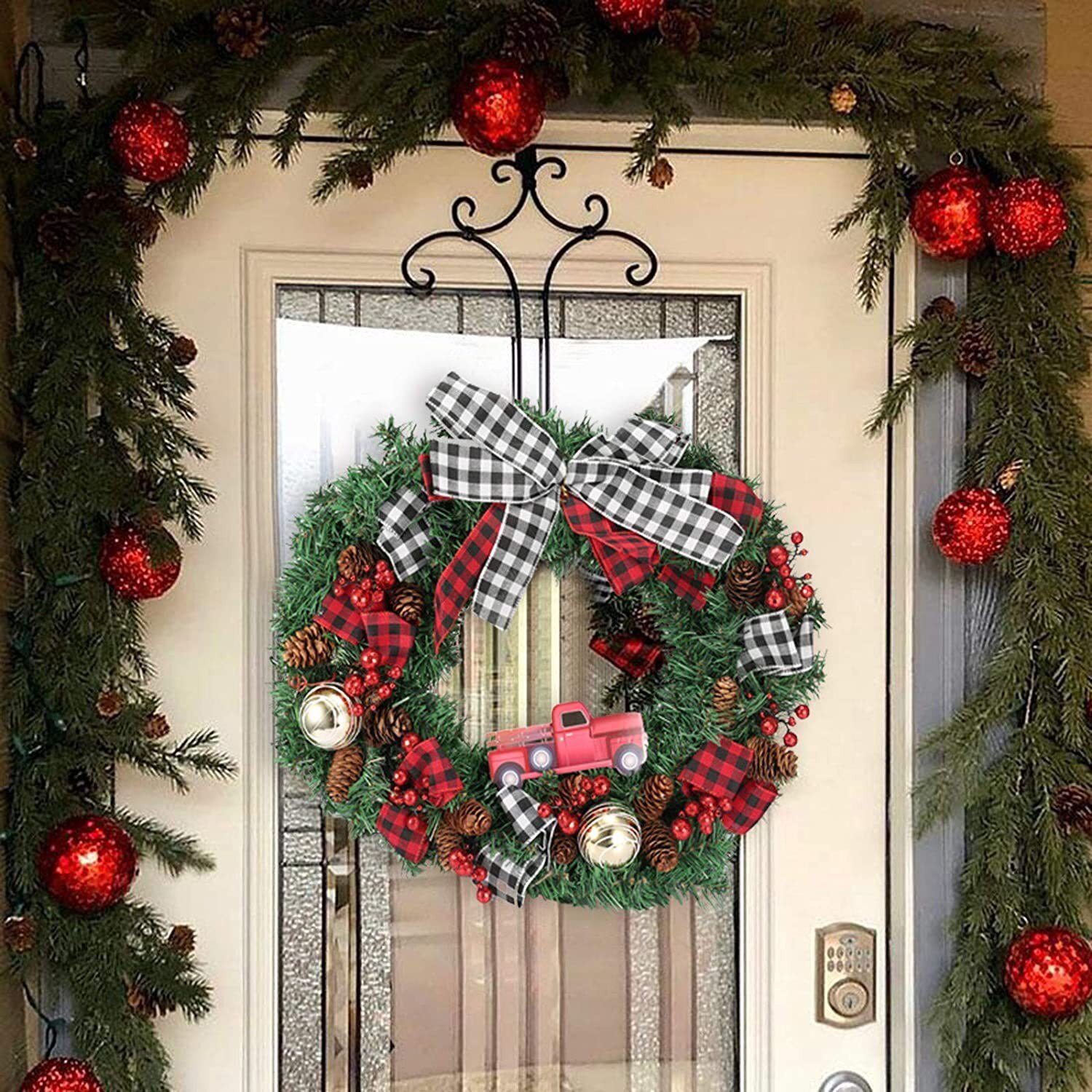 Christmas Front Door Hang Garland With Pine Needle... – Grandado