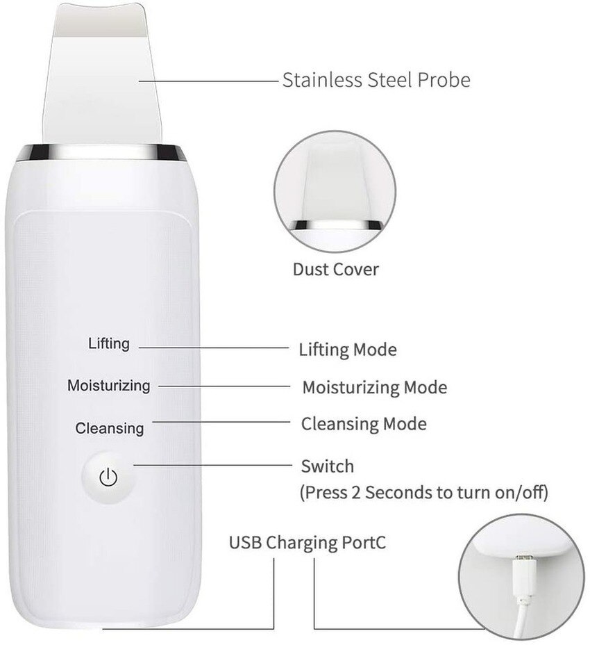 Ultrasonic Skin Scrubber Skin Deep Cleaning Anti W... – Grandado