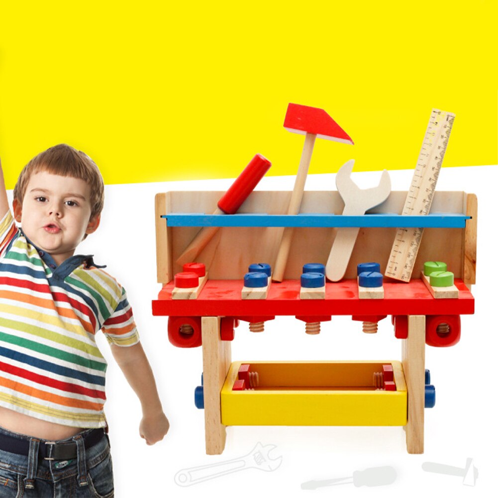 Toy Scale Children Wooden Engineer Wrench Work Ben... – Grandado