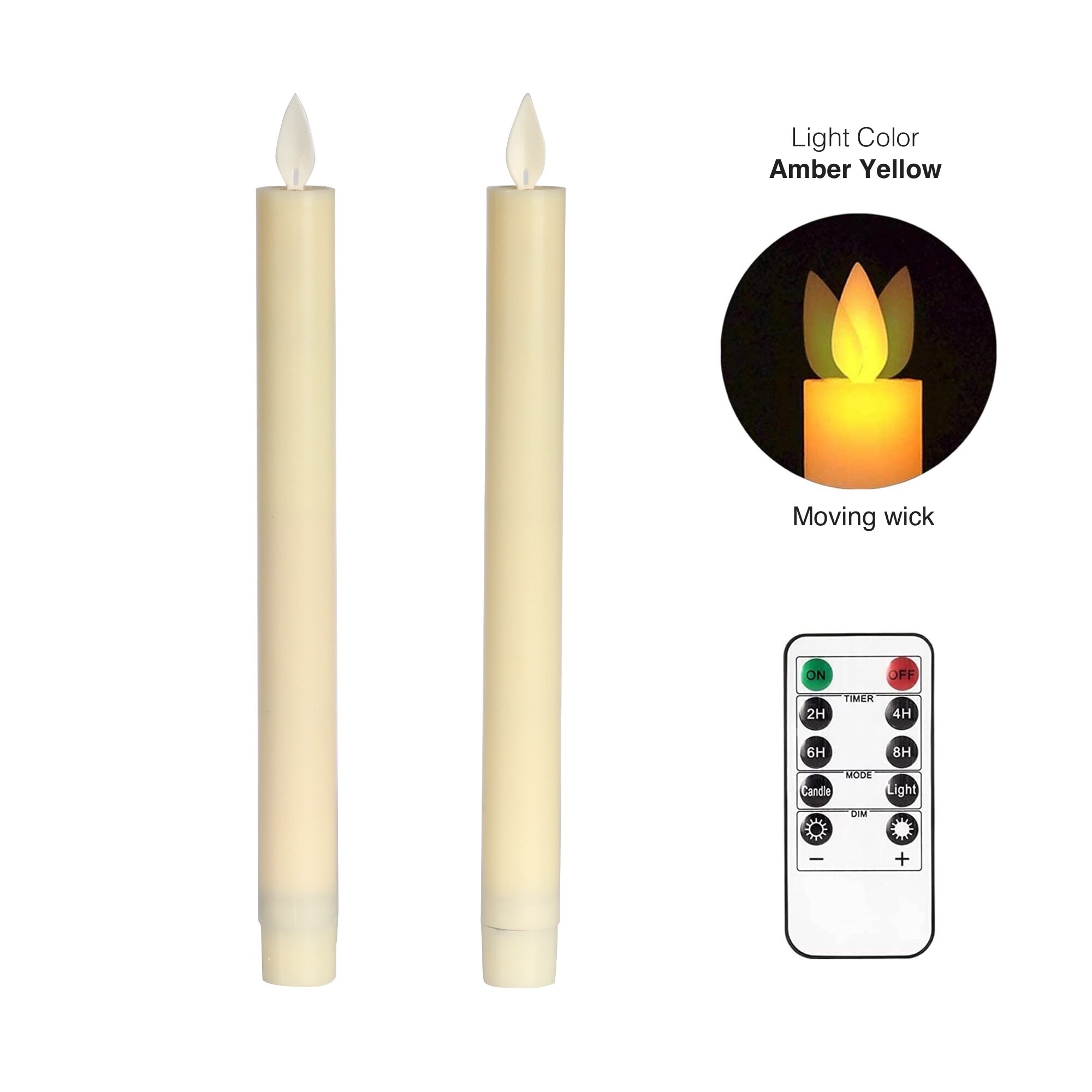 Moving Flame Taper Candles with Remote and Timer, ... – Grandado