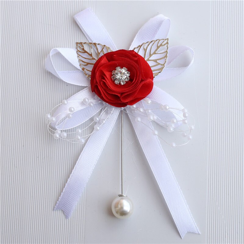 Red Silk Ribbon Groom Boutonniere Wedding Prom Cer... – Grandado