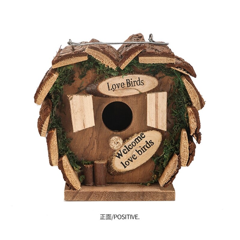 Hanging Wooden Decorative Handmade Bird House Natu... – Grandado