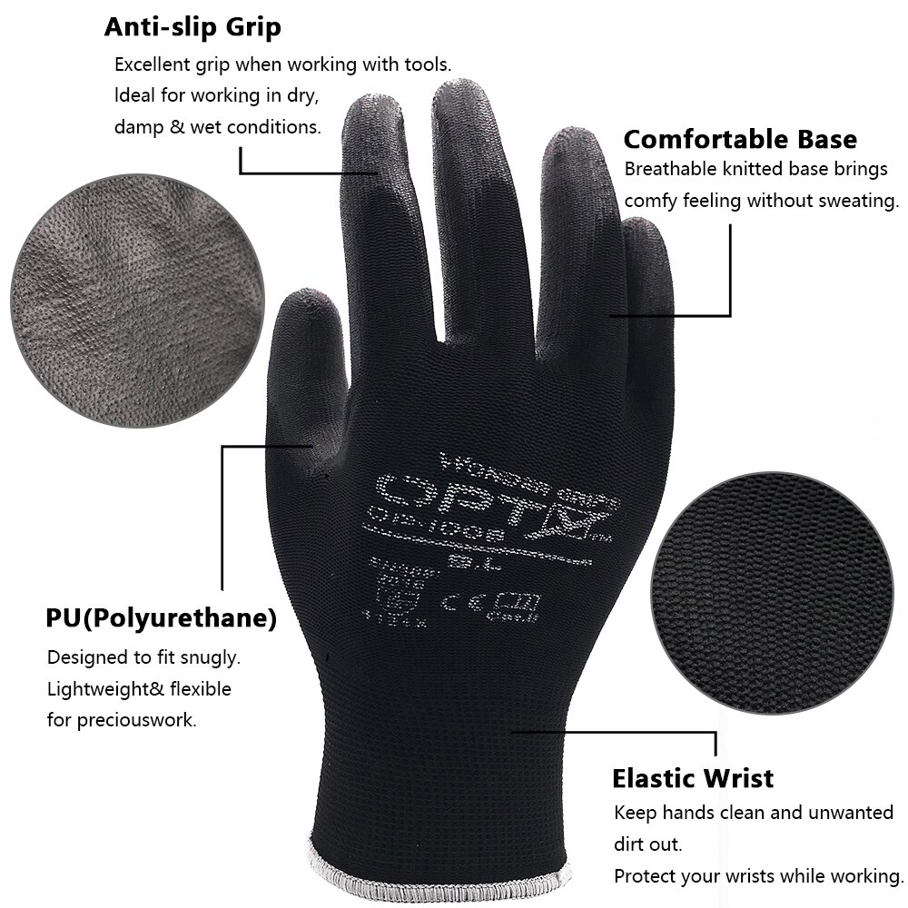 12 Pairs of safety coated work gloves, PU gloves a... – Grandado