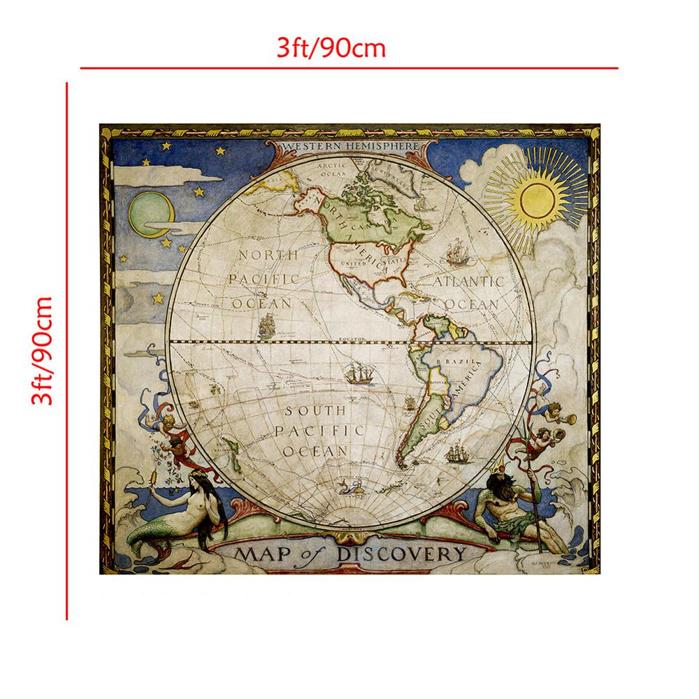 Mapa decorativo de estilo Medieval de 90x90cm mapa... – Grandado