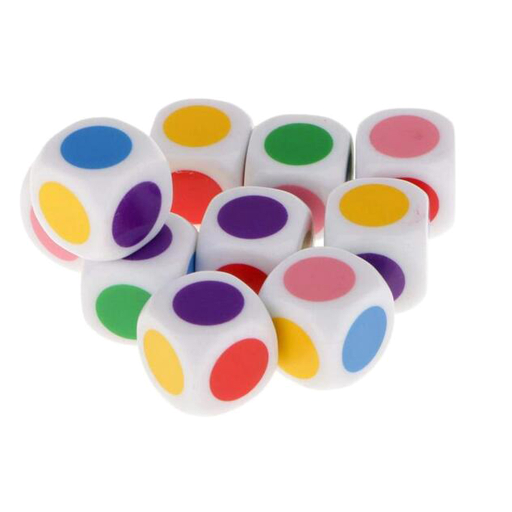 10pcs Blank Six Sided 16mm Color Dot Game Dice Set... – Vicedeal