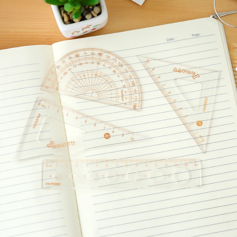 Cute Kawaii Plastic Patchwork Triangle Ruler Set S... – Grandado