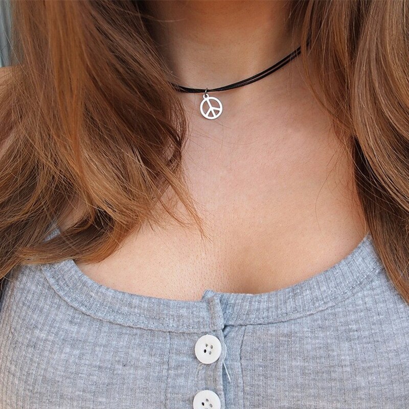 Peace Sign Choker,Peace Sign cord choker Spiritual... – Grandado