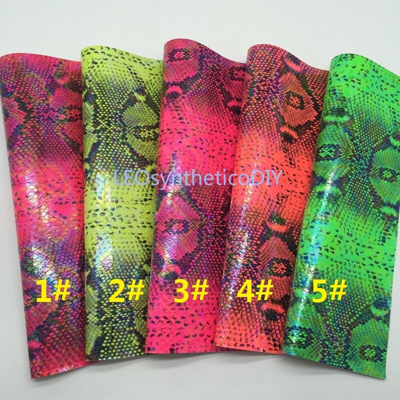 1PC 21X29CM Neon Pearlized Snake Faux Leather Fabr... – Grandado
