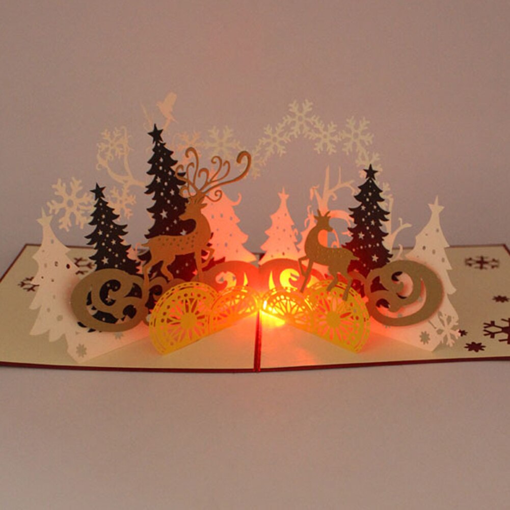LED Light Music 3D Pop Up Greeting Cards Christmas... – Grandado