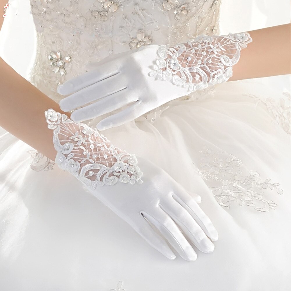 YUNUO In Stock Satin Finger Bride Gloves Women Wed... – Grandado