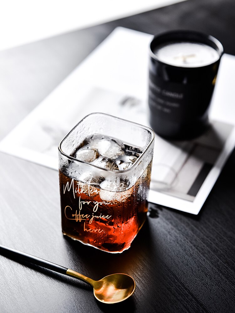 Square Glass Cup Nordic Whiskey Glass Cocktail Gla... – Vicedeal