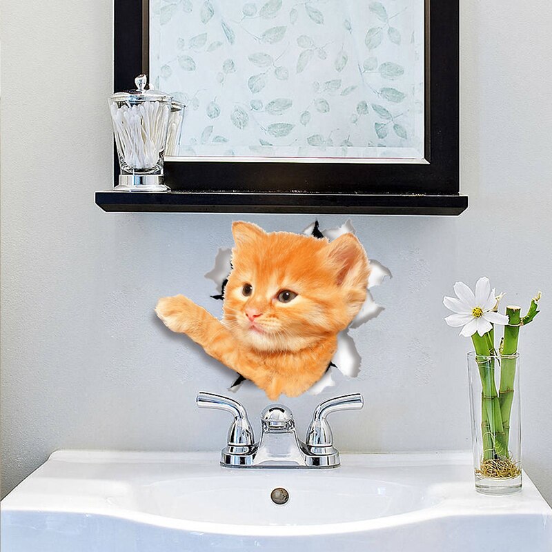 PVC Mural Art Cat Vivid 3D Smashed Switch Wall Sti... – Grandado