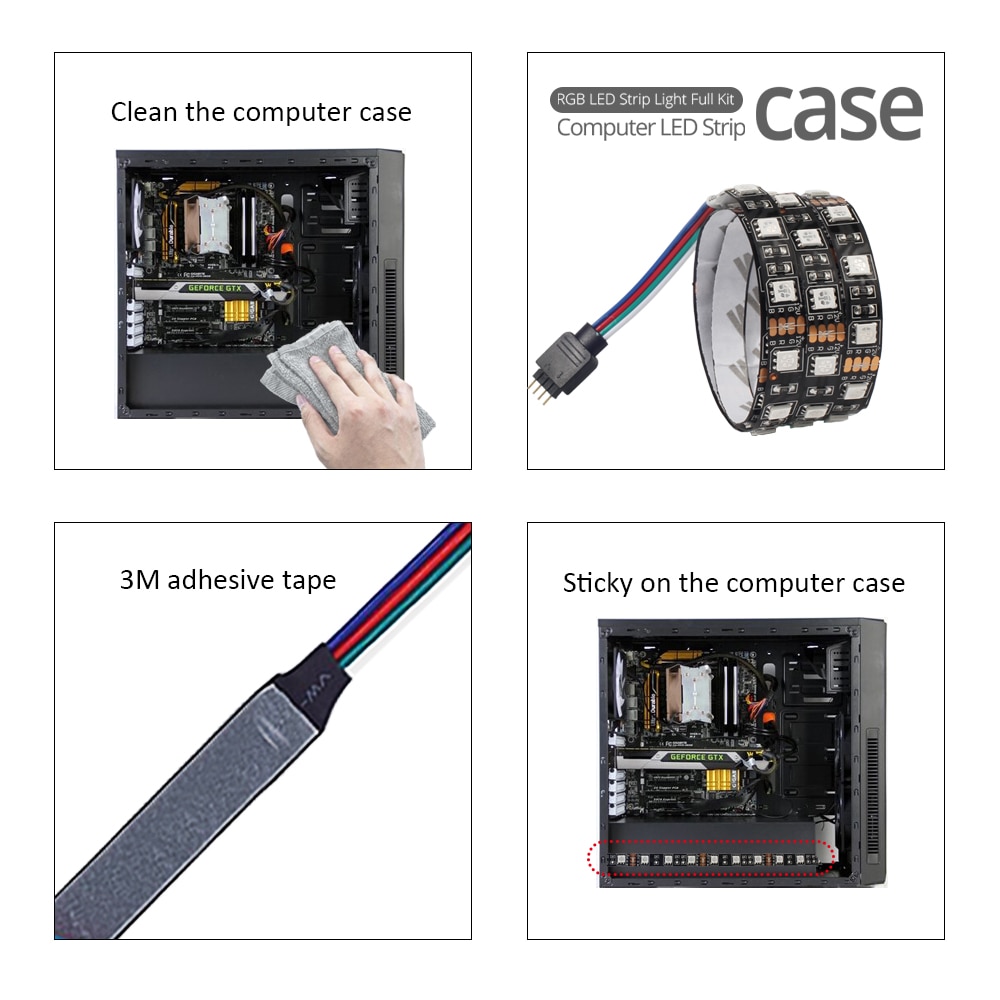 Coolo 50/100/150/200cm RGB LED Strip Light PC Comp... – Vicedeal