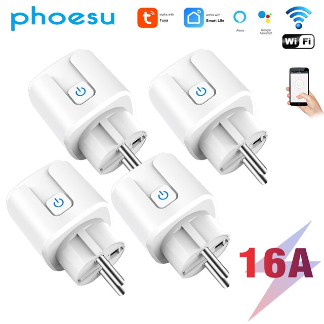 EU WiFi Smart Plug Tuya 16A 220V Adapter Wireless ... – Vicedeal