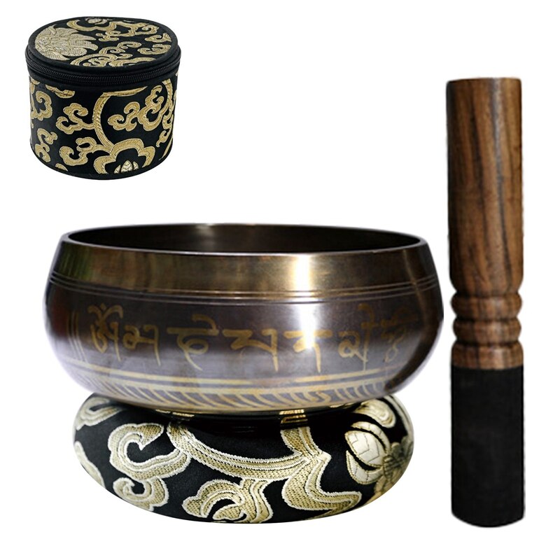 Tibetan Singing Bowl Set with Dual-End Stroker Cus... – Grandado