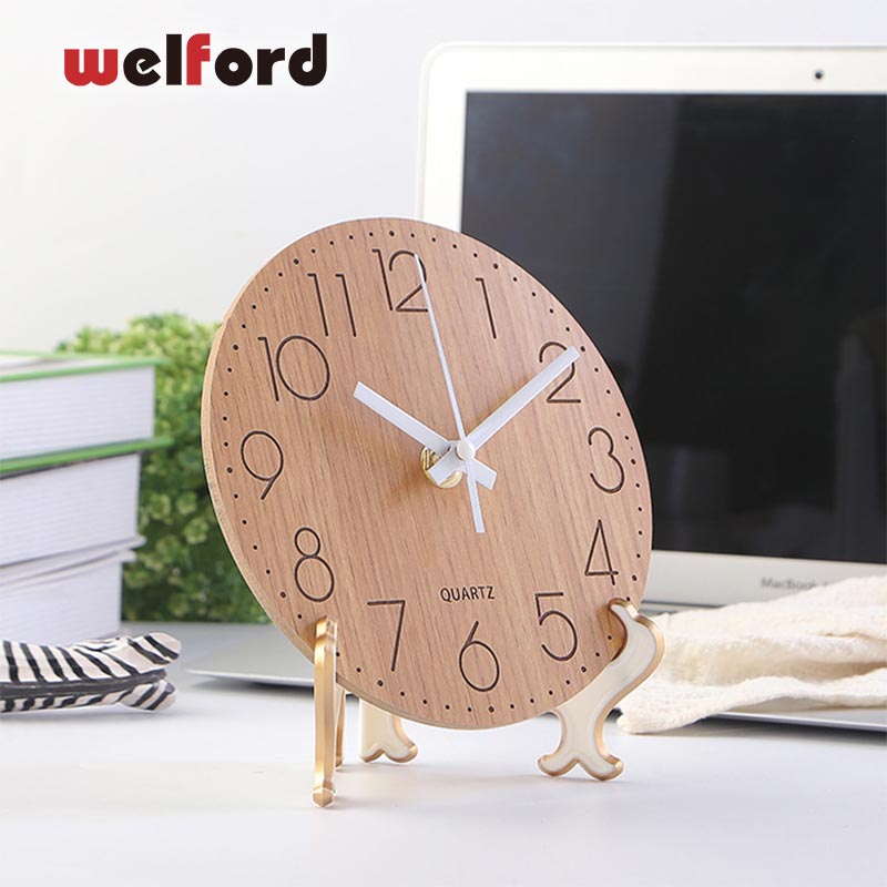 Wooden Table Clock European Circular Wooden Clock ... – Grandado