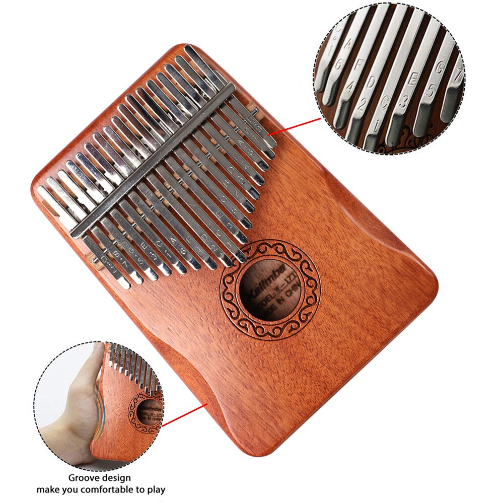 17 Keys Mahogany Wood Kalimba Percussion Musical I... – Vicedeal