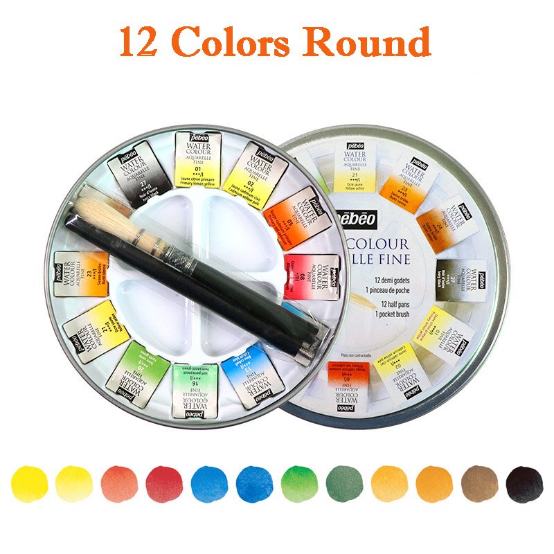 12/24 Colors Solid Watercolor Paint Artist Waterco... – Grandado
