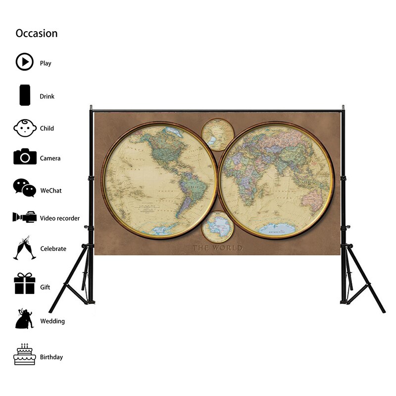 A2 Size The World Map Retro Canvas Painting Wall A... – Grandado