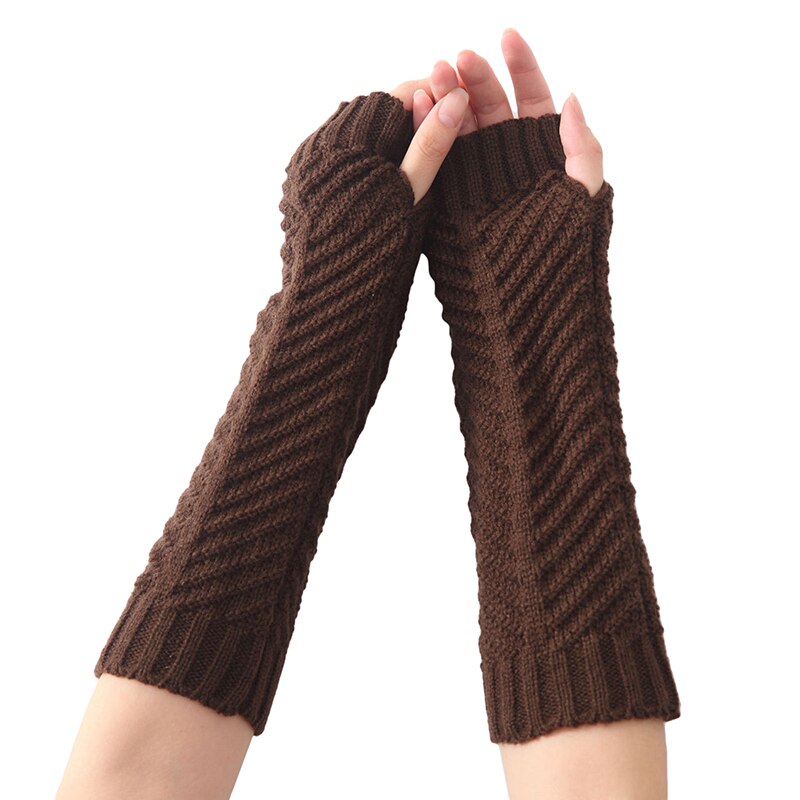 Knitted Winter Arm Warmers Women Fingerless Long S... – Grandado