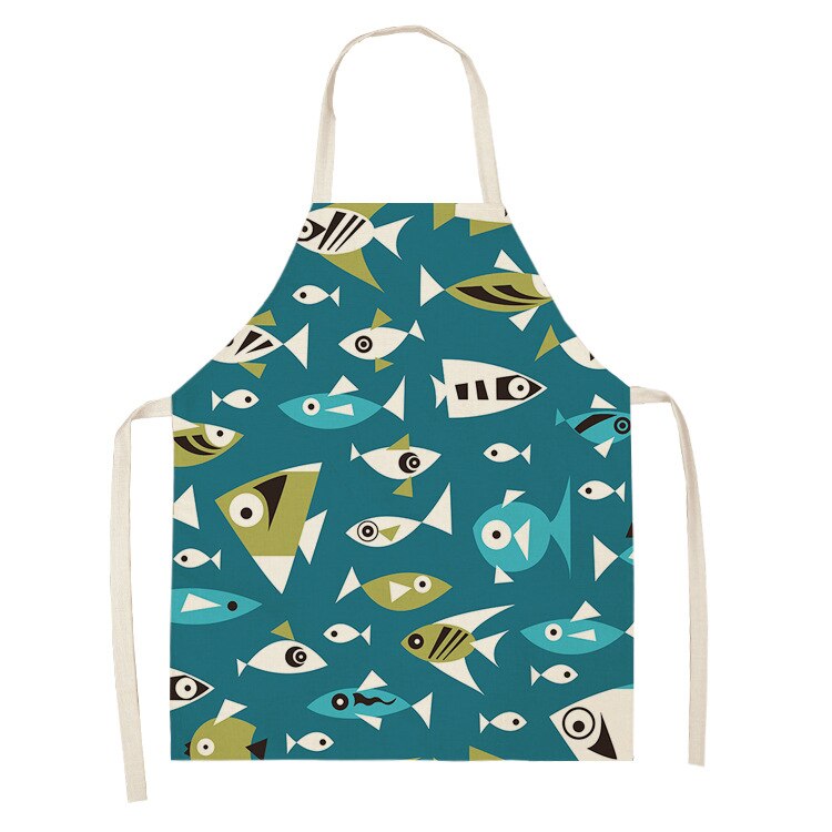 Sea Animal Cute Fish Cartoon Kitchen Apron Linen A... – Grandado