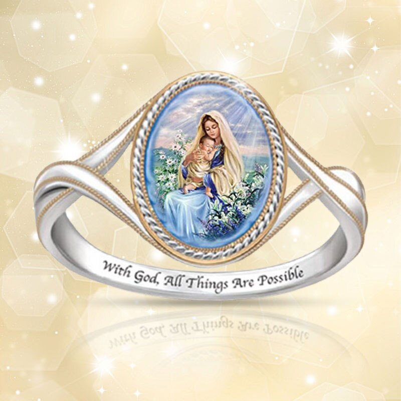 Anillo ovalado de la Virgen María para madre e hij... – Grandado
