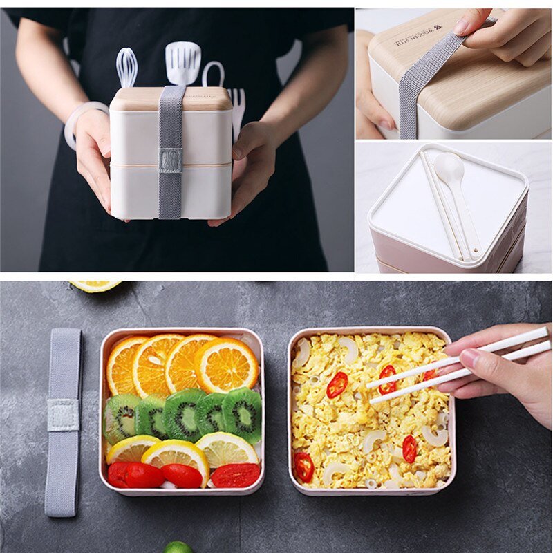 Microwave Lunch Box Japanese Wood Bento Box 2 Laye... – Grandado