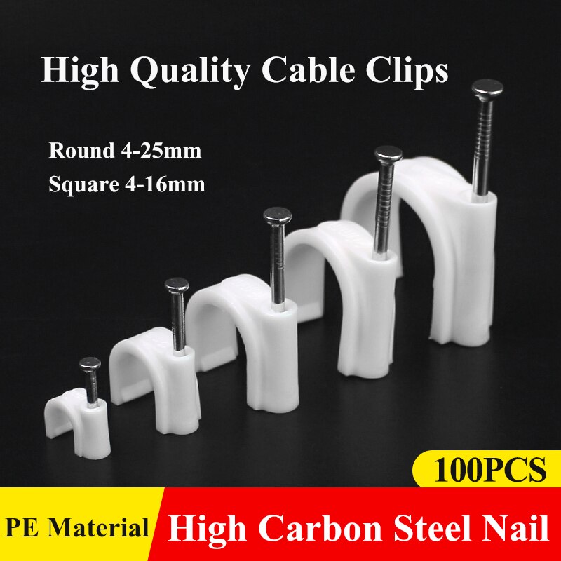 100PCS Round Cable Wire Clips 4mm 6mm 8mm 10mm Cab... – Vicedeal