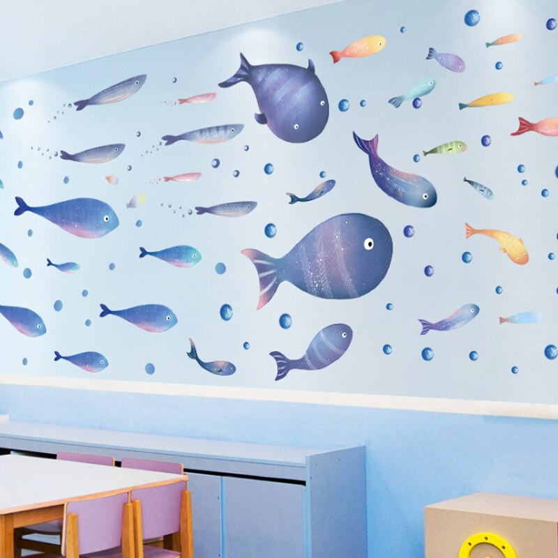 Cartoon fish Wall Stickers Paint Style for Living ... – Grandado