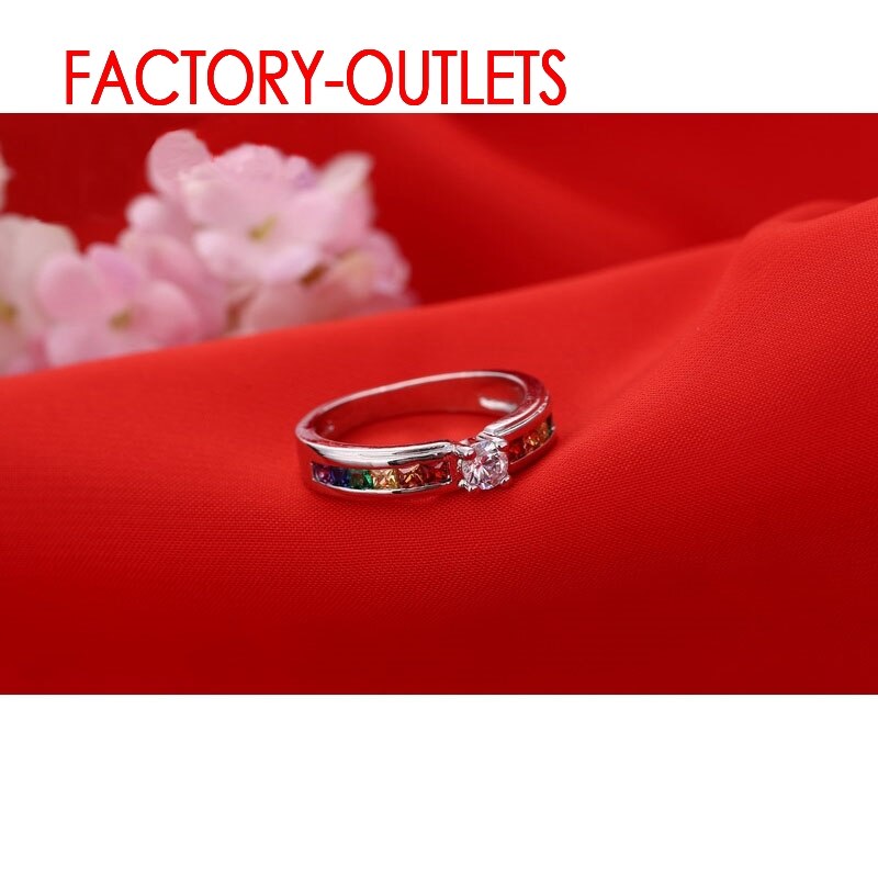 925 Sterling Zilveren Ring Mode-sieraden Kleurrijk... – Grandado 925 Sterling Zilveren Ring Mode-sieraden Kleurrijk... – Grandado