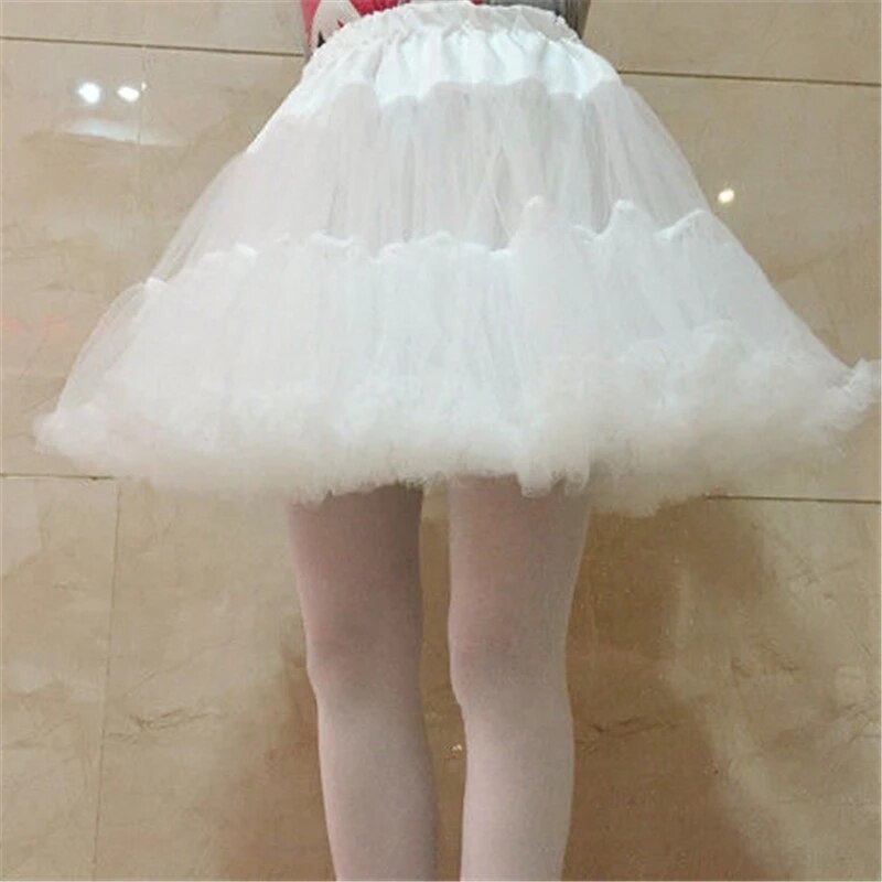 Women Girls Ruffled Short Petticoat Solid White Co... – Grandado