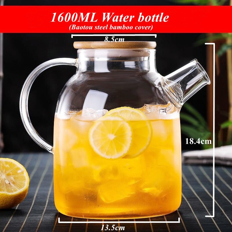 1/1.6L Glass Water Bottles with Lid Heat Resistant... – Grandado