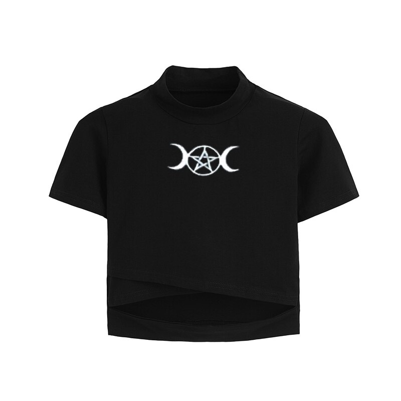 Witch Moon Goth Shirt Women T-Shirts Moon Tops Tee... – Grandado