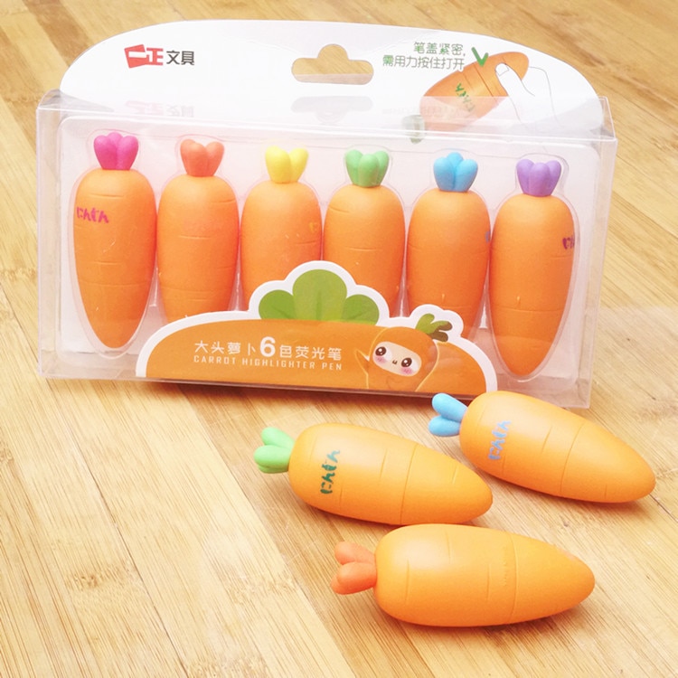 6 kleuren/set Wortel Markeerstift Leuke Tekening S... – Vicedeal