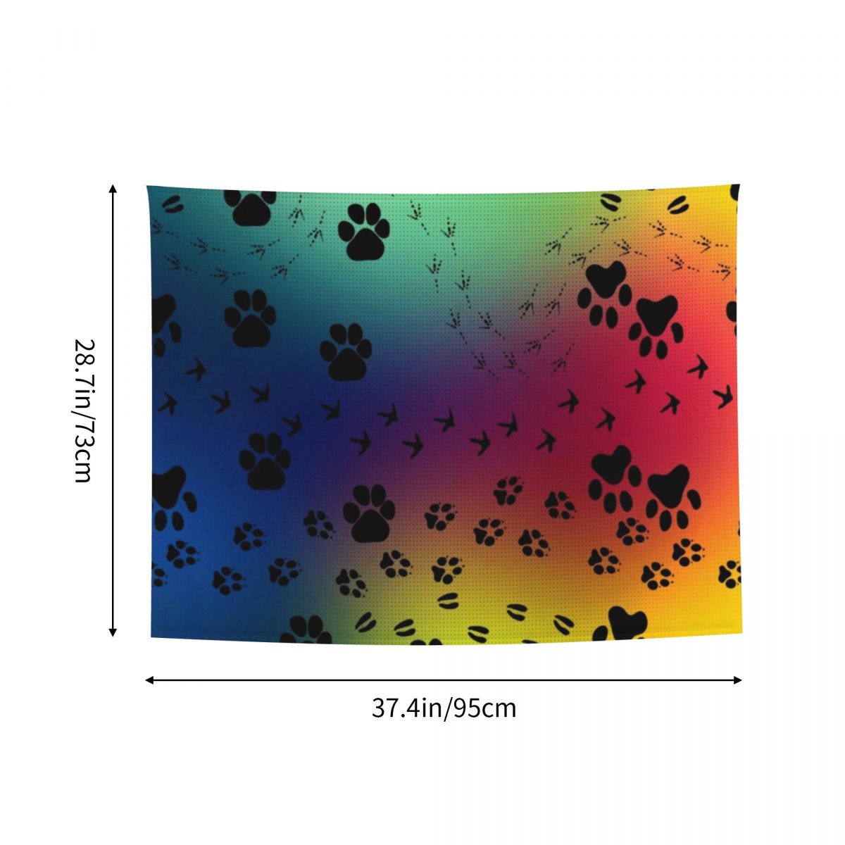 Colorful cat and dog paw prints Tapestry Wall Deco... – Grandado